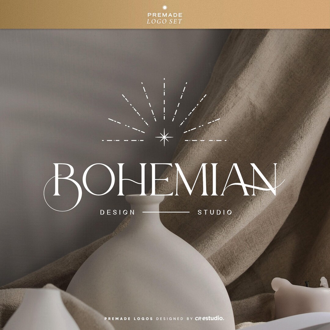 Boho Logo Design, Premade Logo Set, Luxury Logo, Bohemian Logo, Sun ...