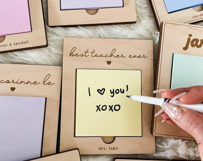 Custom Engraved Wood Post It Note Pad Holder Note Pad Custom Name - Etsy