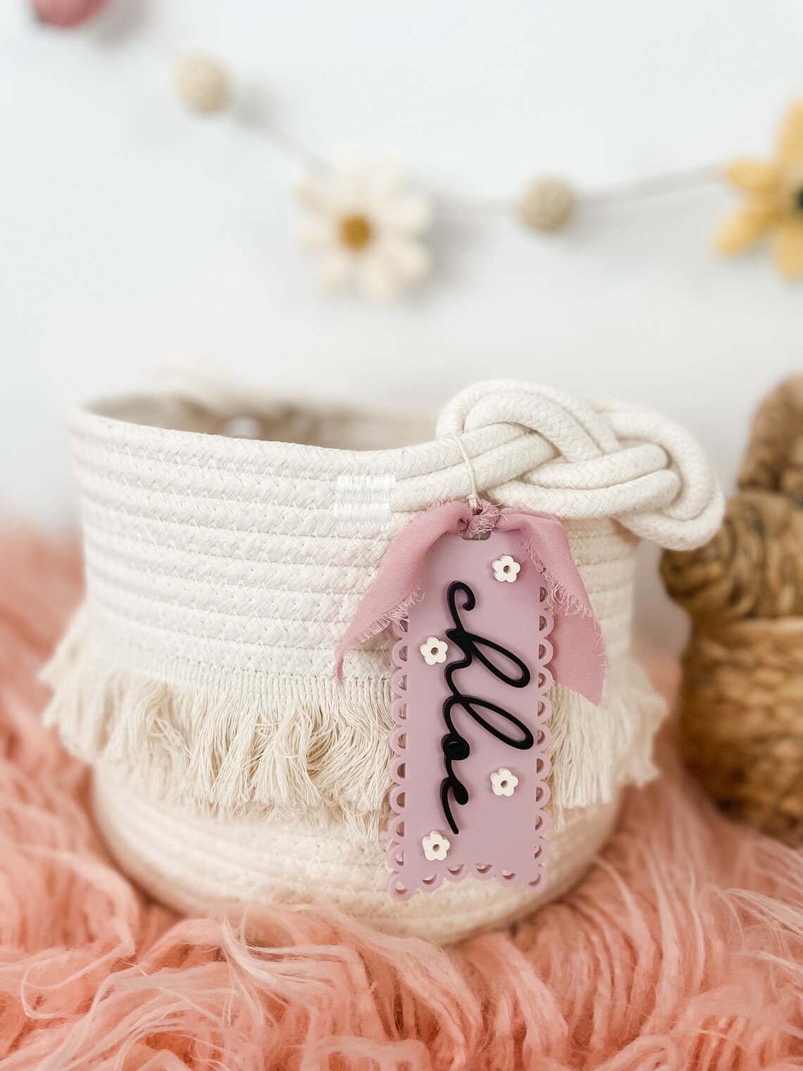 Lacey Tag- Acrylic Basket Tag With Custom Name - Etsy