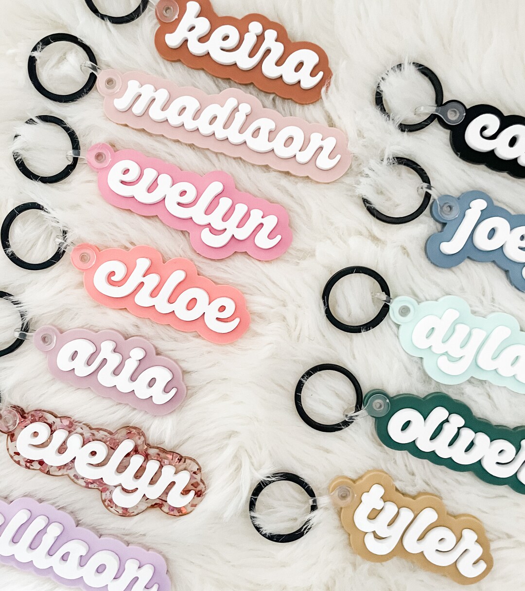 Custom Acrylic Name Keychain With Black Ring - Etsy