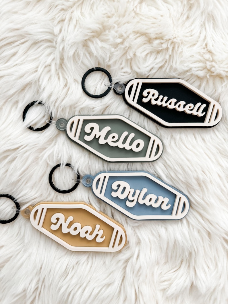 Motel Style Acrylic Keychain- Custom Name Keychain - Etsy