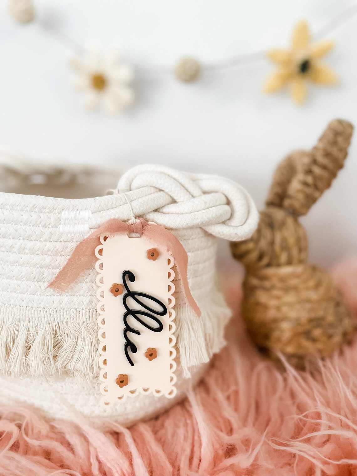Lacey Tag- Acrylic Basket Tag With Custom Name - Etsy