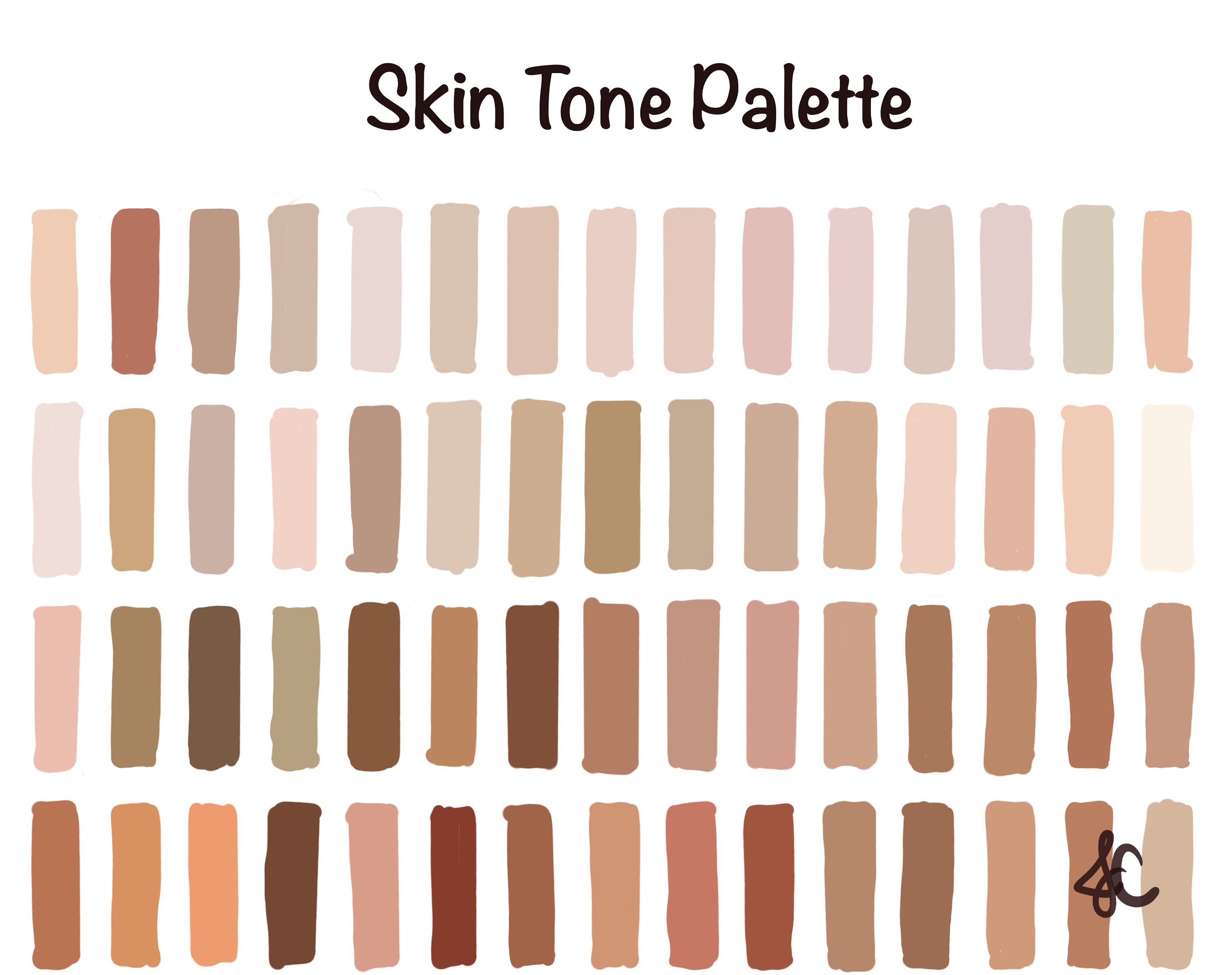 Procreate Skin Tone Palettes 60 Colors Swatch Files | Etsy