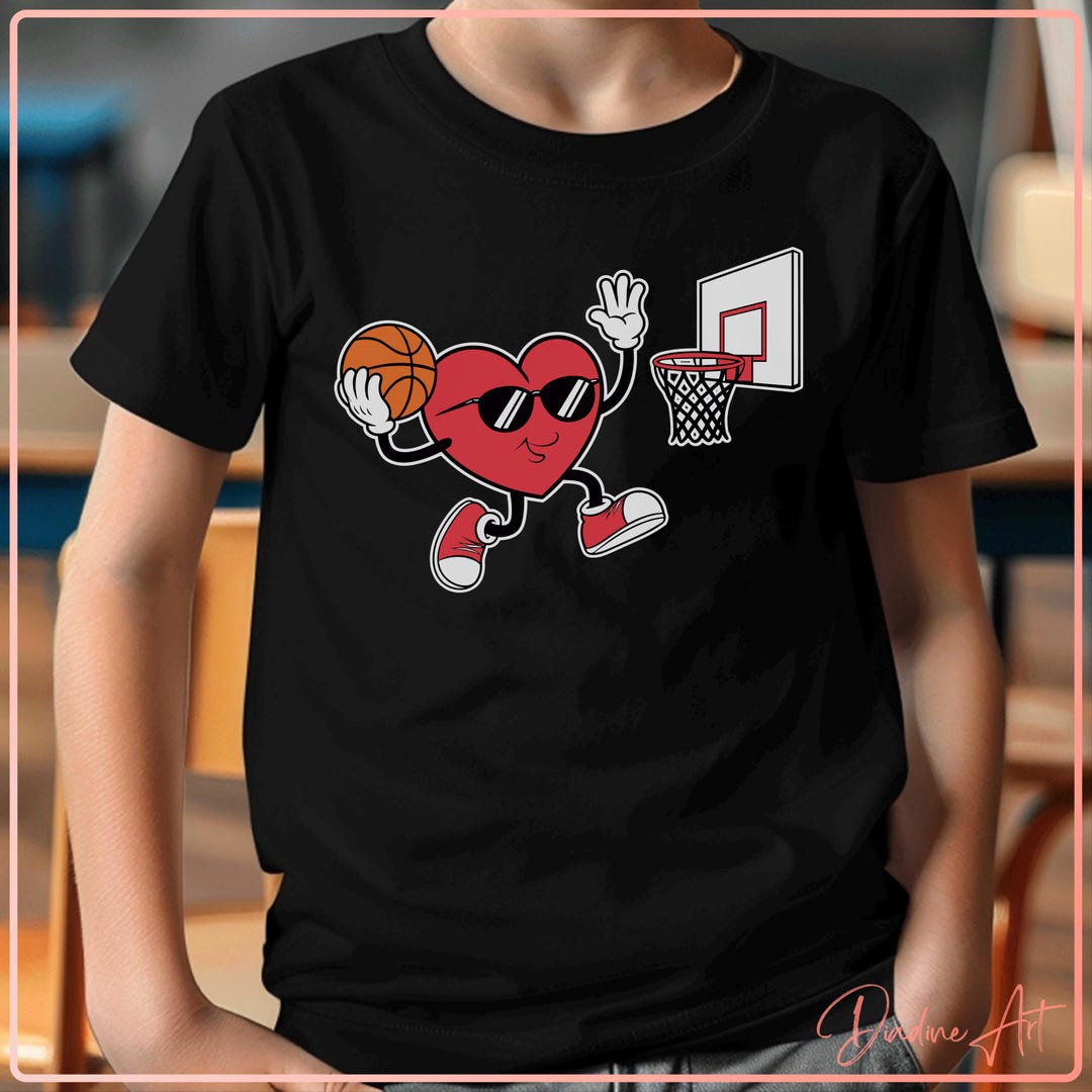 Cool Basketball Heart SVG PNG Valentine Sports Lover Svg Funny Slam ...
