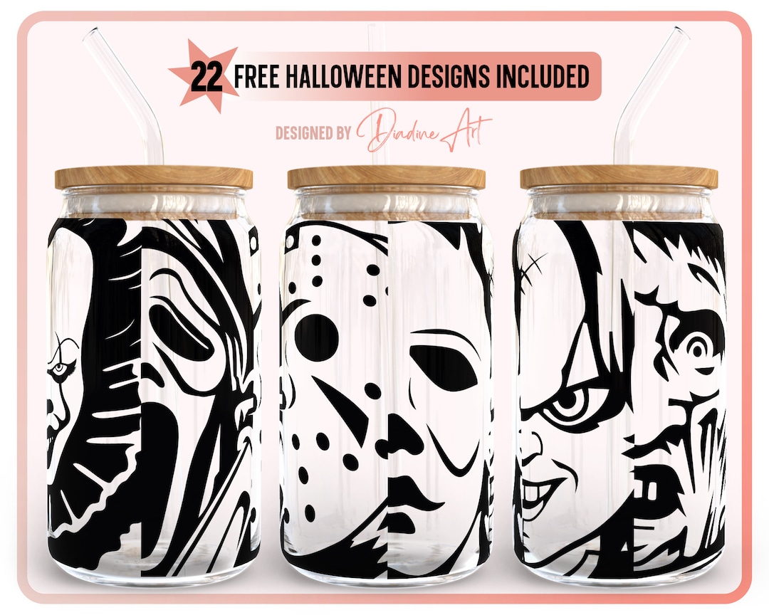 Horror Movies Full Wrap for Libbey Can Glass 16oz SVG PNG - Halloween ...
