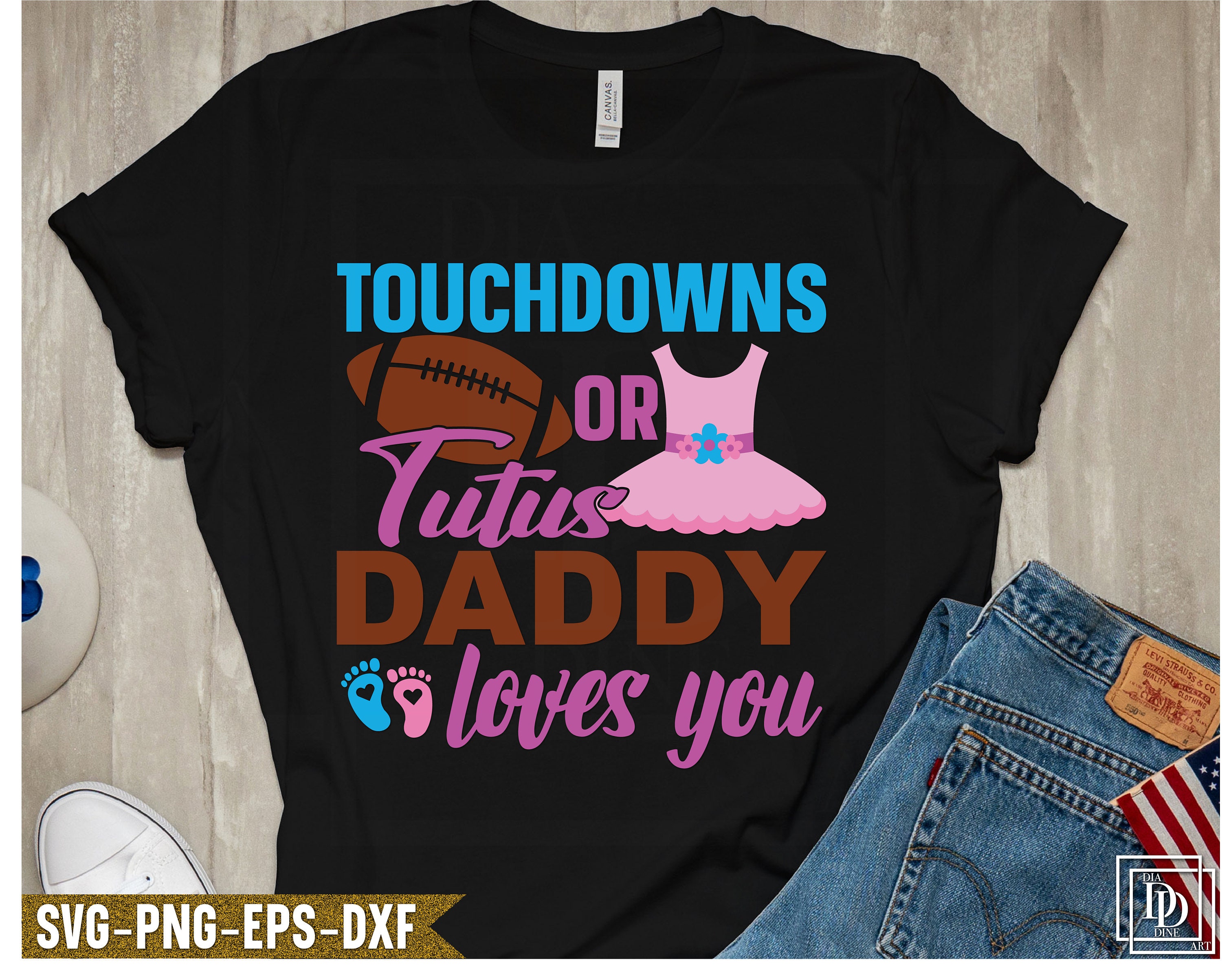 Touchdown or Tutus Daddy Loves You SVG Gender Reveal SVG - Etsy