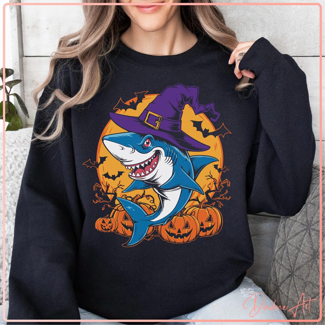 Halloween Shark SVG PNG | Witch Hat Shark Svg | Cute Halloween Shark ...