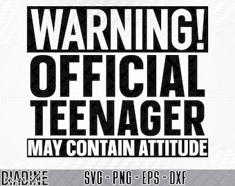 Warning Teenager Svg - Etsy