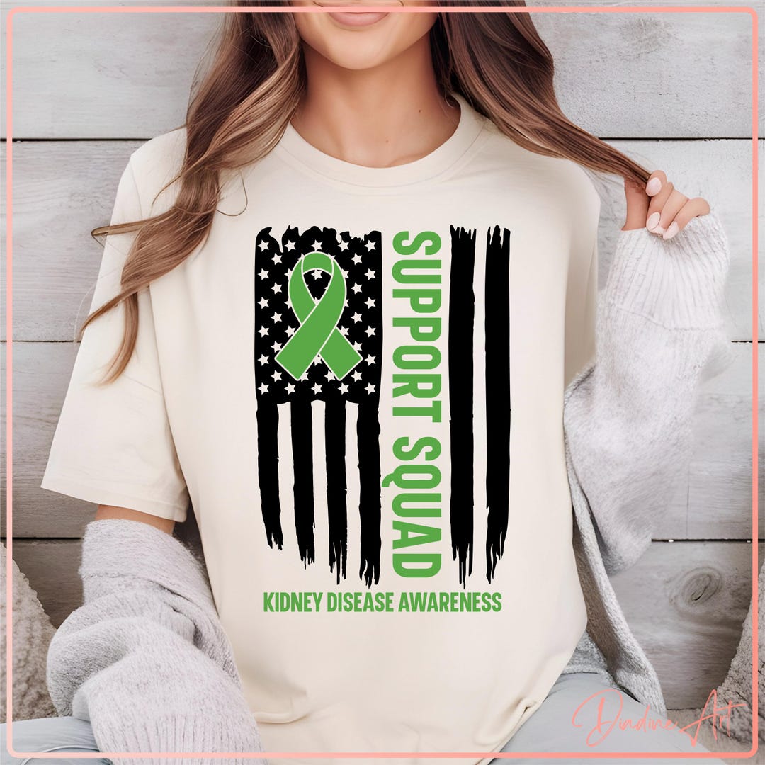 Support Squad Kidney Disease Awareness USA Flag Design | Digital Png ...