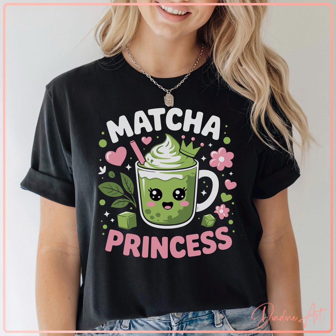 Kawaii Matcha Princess SVG PNG | Cute Green Tea Mug Cut File | Adorable Matcha Drink Clipart for ...