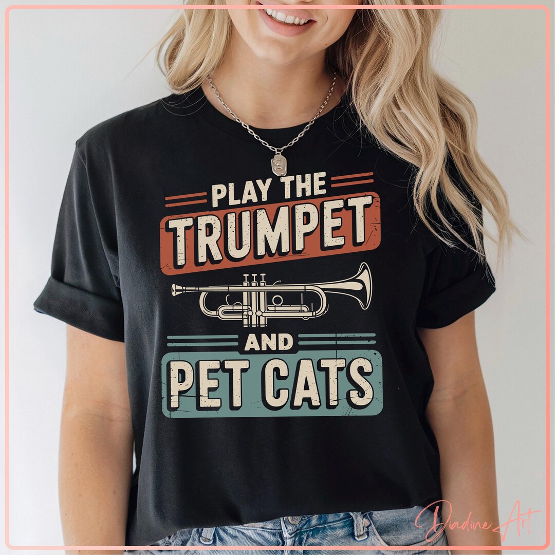 Play the Trumpet and Pet Cats SVG PNG DXF | Funny Musician Cat Lover ...