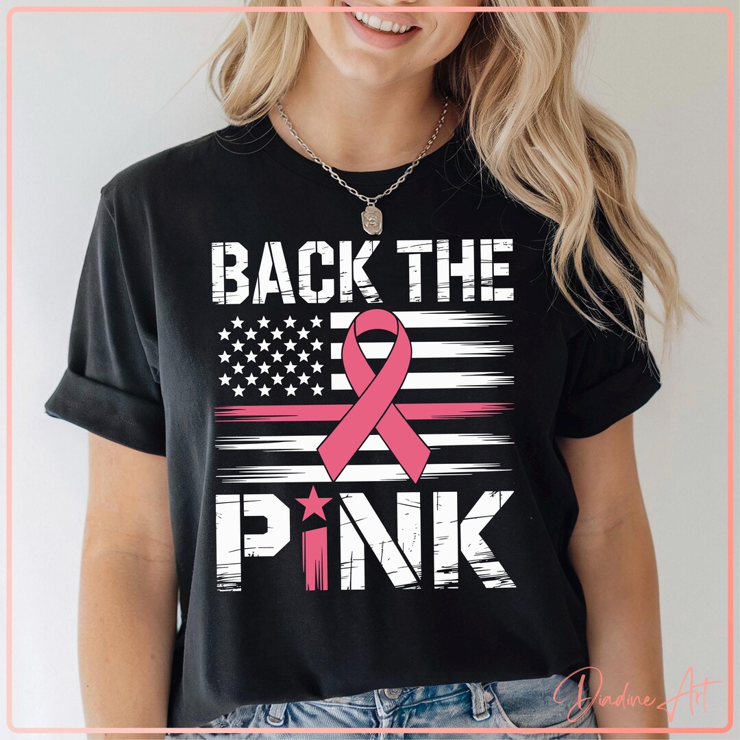 Back the Pink Ribbon American Flag SVG | Breast Cancer Awareness PNG ...