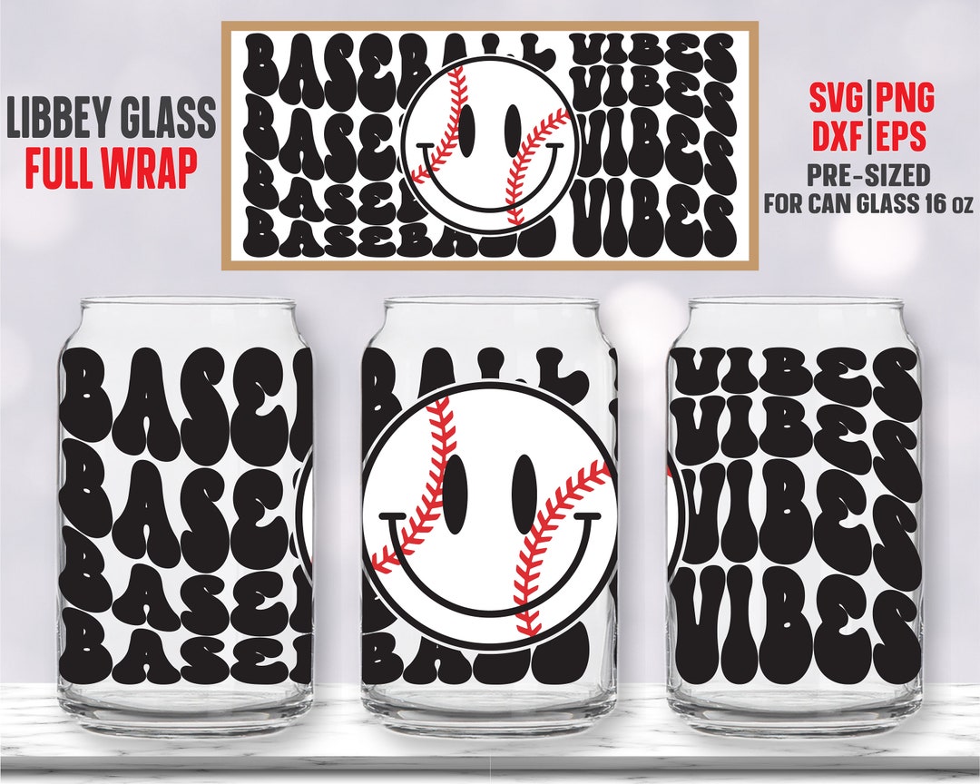 Groovy Baseball Vibes Libbey Can Glass 16 Oz Svg Baseball Mom - Etsy