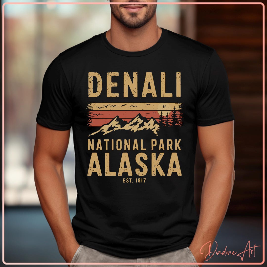Denali National Park Alaska SVG PNG | Vintage Mountain Sunset Design ...