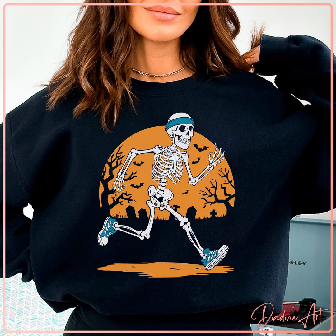 Running Skeleton SVG PNG | Funny Halloween Skeleton Svg | Graveyard ...