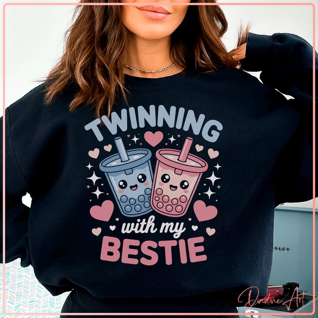 Twinning With My Bestie SVG PNG DXF | Cute Boba Bubble Tea Friendship ...