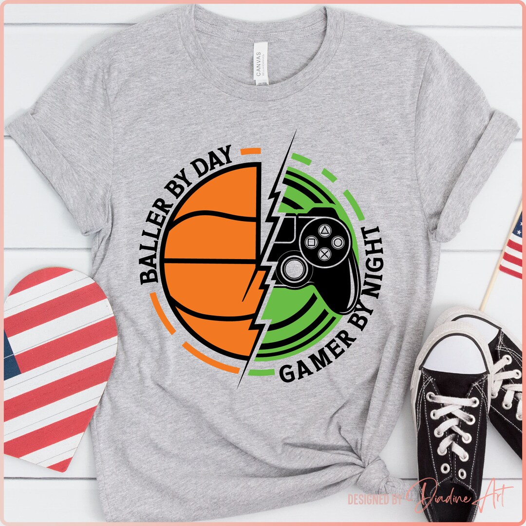 Baller by Day Gamer by Night SVG PNG, Funny Basketball and Gaming ...