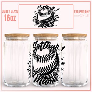16oz Libbey Can Glass Softball Mama SVG PNG, Proud Softball Mama Svg ...