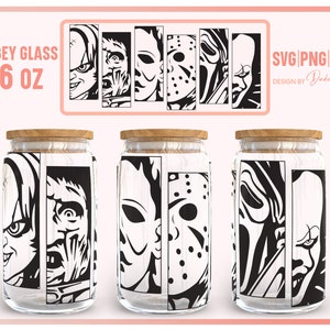 Halloween Full Wrap for Libbey Can Glass 16oz SVG - Halloween Horror ...