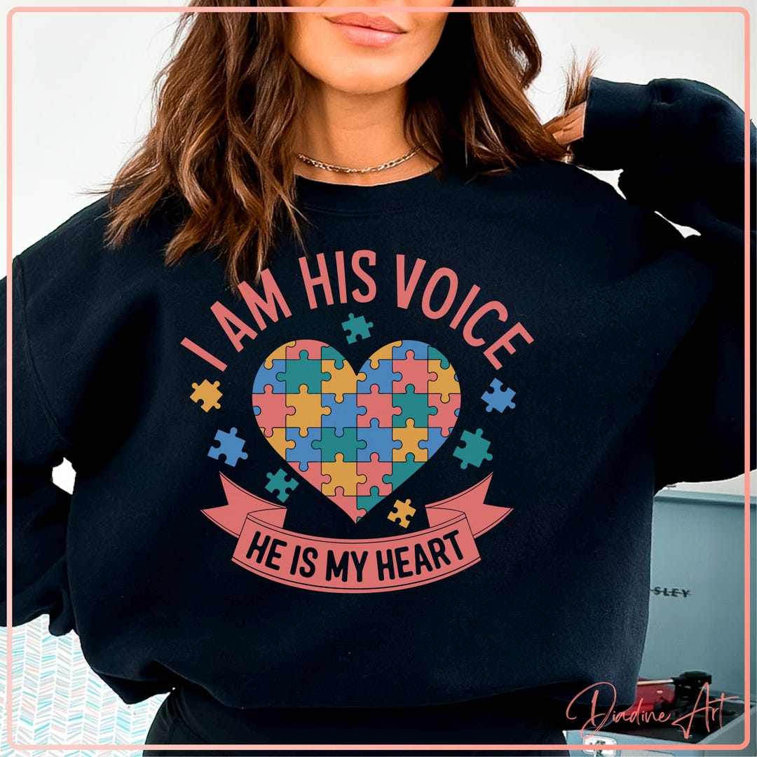 Autism Awareness Heart Puzzle SVG PNG | I Am His Voice He is My Heart ...