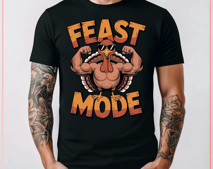 Feast Mode Turkey SVG PNG | Funny Thanksgiving Muscle Turkey Clipart ...