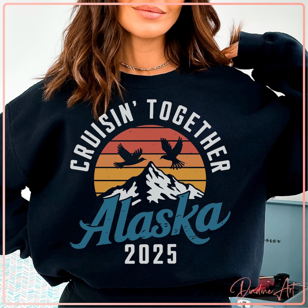 Alaska Cruise 2025 Svg Png Dxf Files - Retro Vintage Sunset Mountain ...