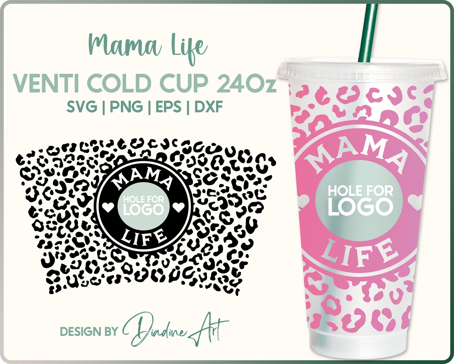 Mama Life Sbux SVG PNG Leopard Mom Life Full Wrap for Venti - Etsy