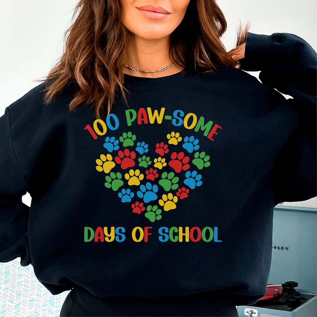 100 Paw-some Days of School SVG PNG Cute Dog Paw Design for 100 Days of ...