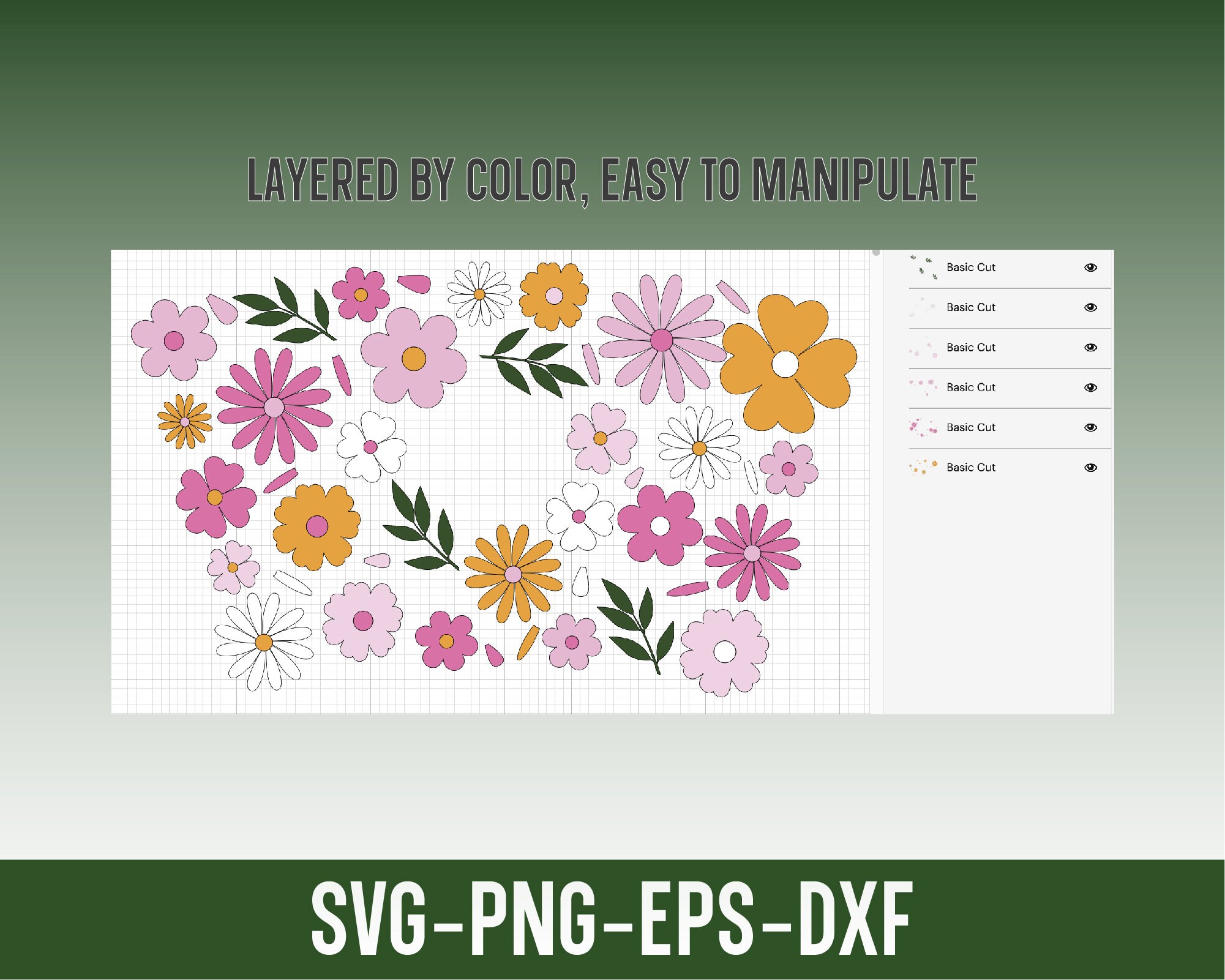 Daisy Flower Seamless Full Wrap SVG Floral Pattern DIY Wrap | Etsy