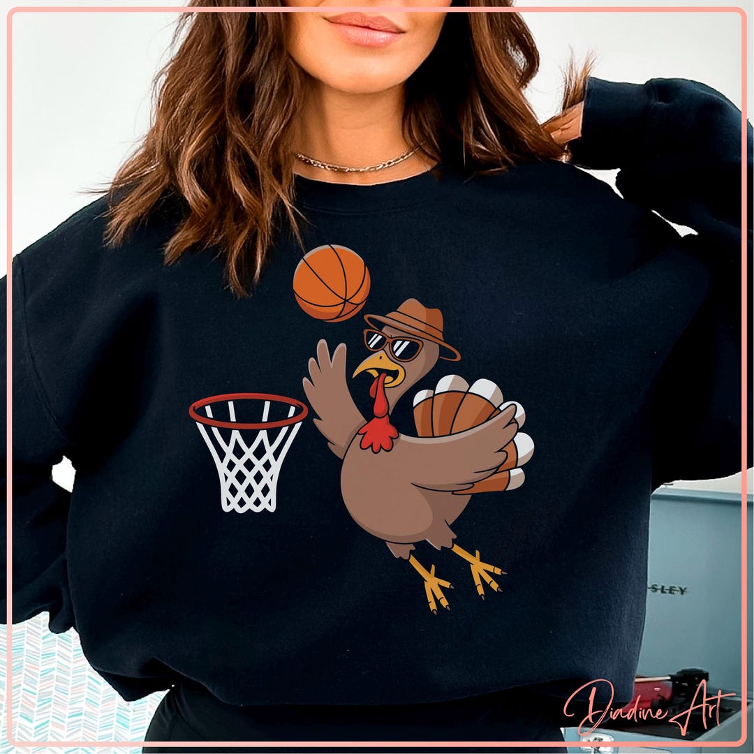 Funny Basketball Turkey SVG PNG | Thanksgiving Turkey Sports Cut File ...