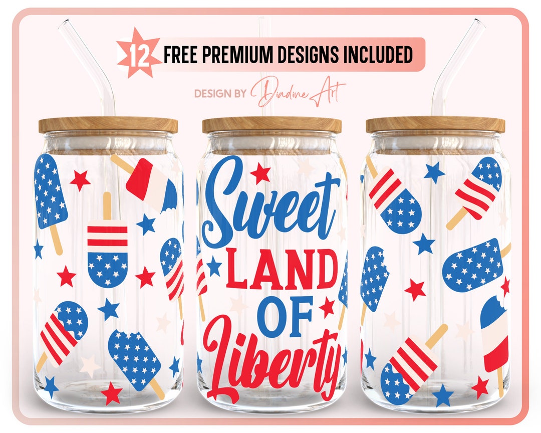 4th of July Full Wrap for Libbey Can Glass 16oz SVG, Popsicles Svg ...