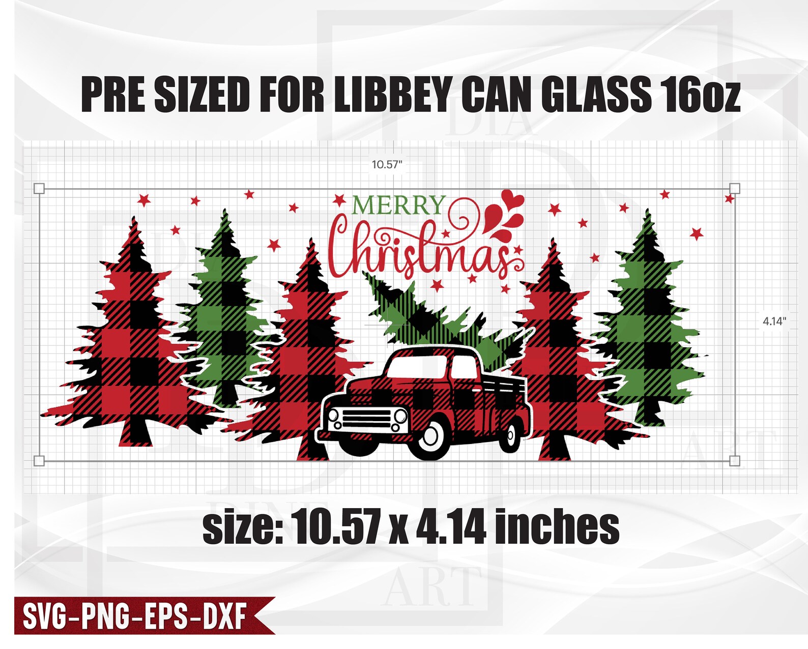Merry Christmas Can Glass 16 Oz SVG Christmas Trees Buffalo - Etsy