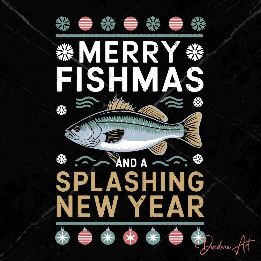 Merry Fishmas SVG PNG | Fishing Christmas Digital Design | Holiday ...