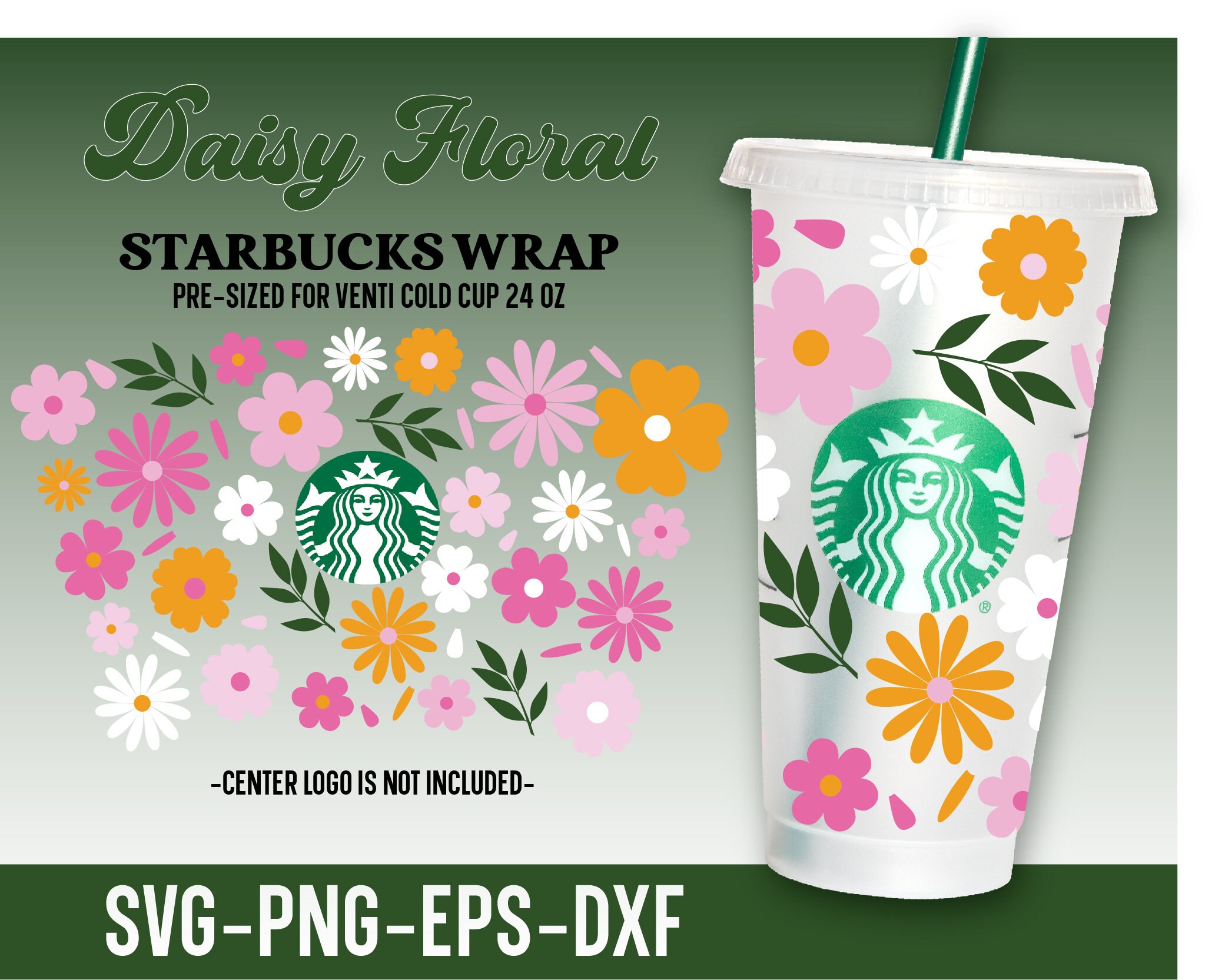 Daisy Flower Seamless Full Wrap SVG Floral Pattern DIY Wrap | Etsy