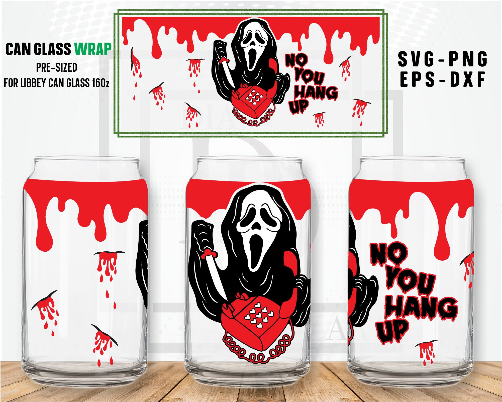 Scream can glass svg scream libbey full wrap svg halloween can glass ...