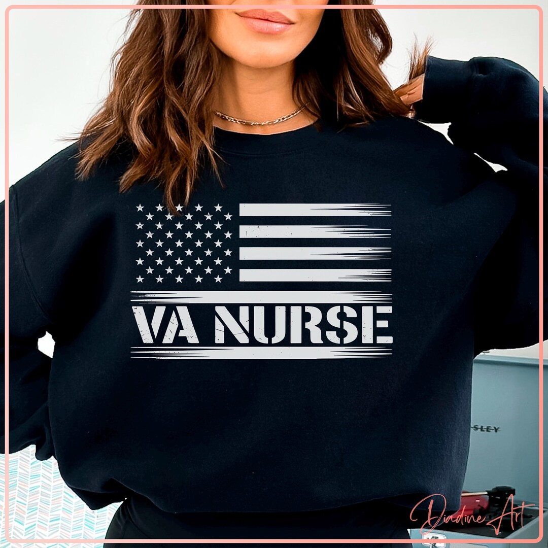 VA Nurse SVG PNG | Grunge American Flag Nurse Cut File | Veterans ...