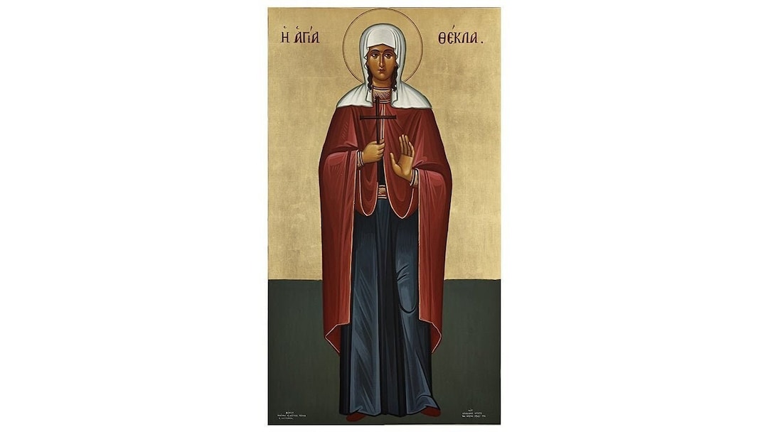 Saint Thekla Greek Orthodox Wood Icon, Saint Tecla, Saint Thecla ...