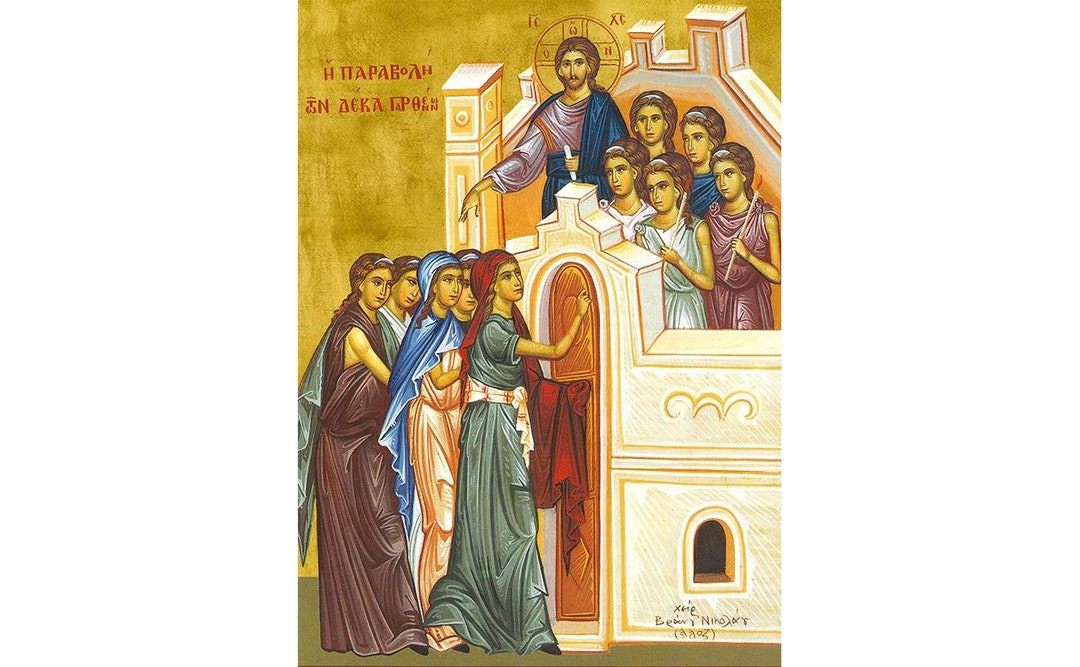 Parable of the Ten Virgins, Greek Orthodox Icon, Parable of the Wise ...