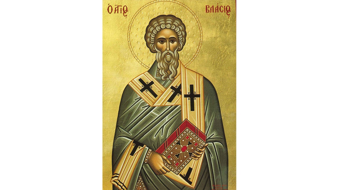 Saint Blaise of Sebaste Orthodox Icon, Saint Blaise of Armenia, Wooden ...