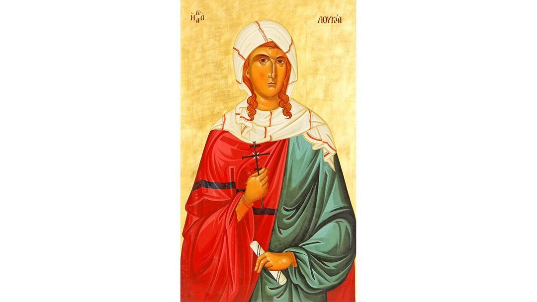 Saint Lucia Greek Orthodox Icon, Saint Lucy of Sicily Wood Icon, St ...