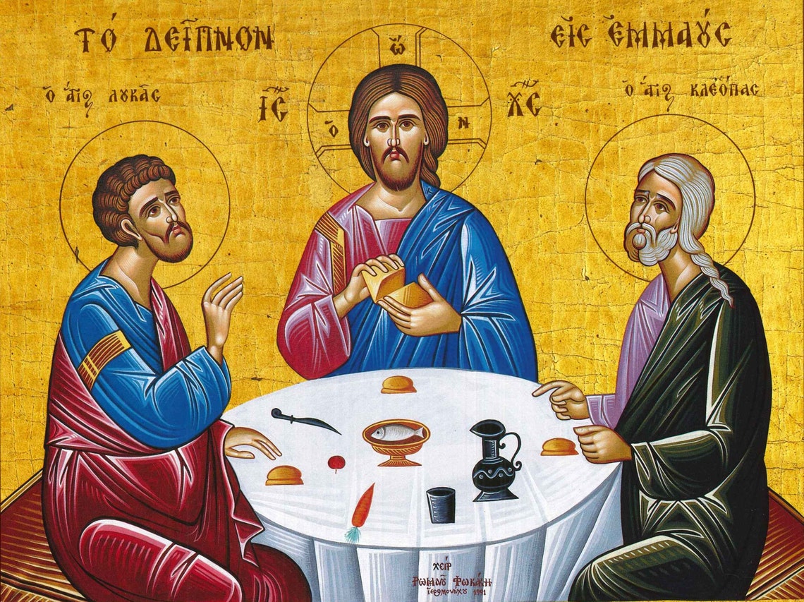 Supper at Emmaus Icon, Jesus and Disciples, Orthodox Art, Saint Luke ...