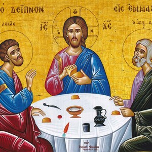 Supper at Emmaus Icon, Jesus and Disciples, Orthodox Art, Saint Luke ...