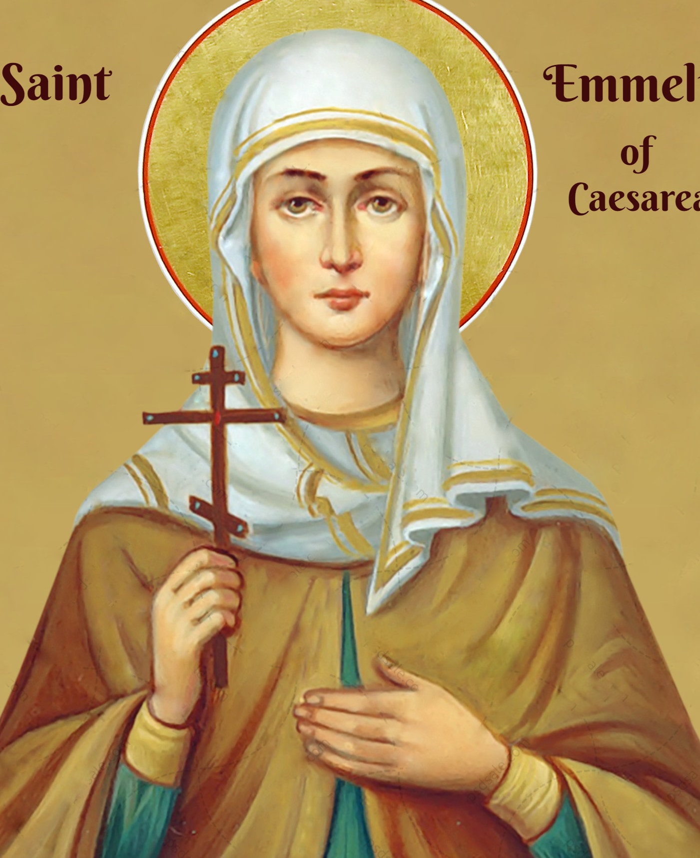 Saint Emmelia Handmade Icon, Greek Orthodox Art, Saint Emily, Catholic ...