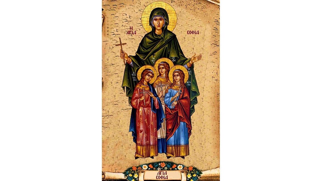 Greek Orthodox Icon Saint Sophia of Rome, St Sophia Byzantine Icon ...