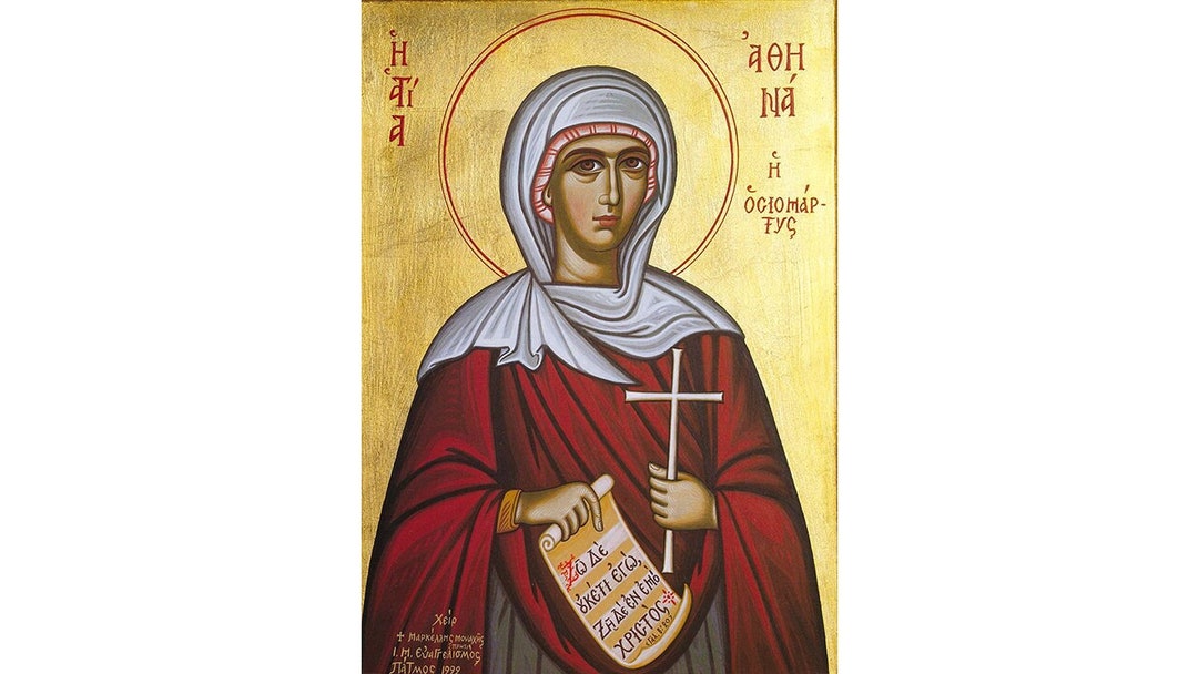 Saint Athena Icon, Handmade Greek Orthodox Icon of St Athena the Martyr ...