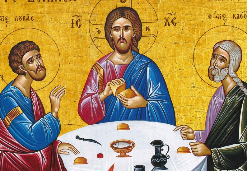 Supper at Emmaus Icon, Jesus and Disciples, Orthodox Art, Saint Luke ...