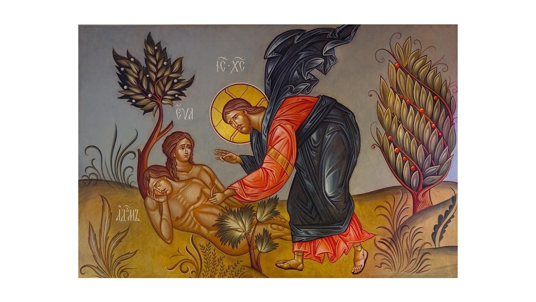 Adam and Eve Icon, Garden of Eden, Biblical Art, Prayer Corner Art ...