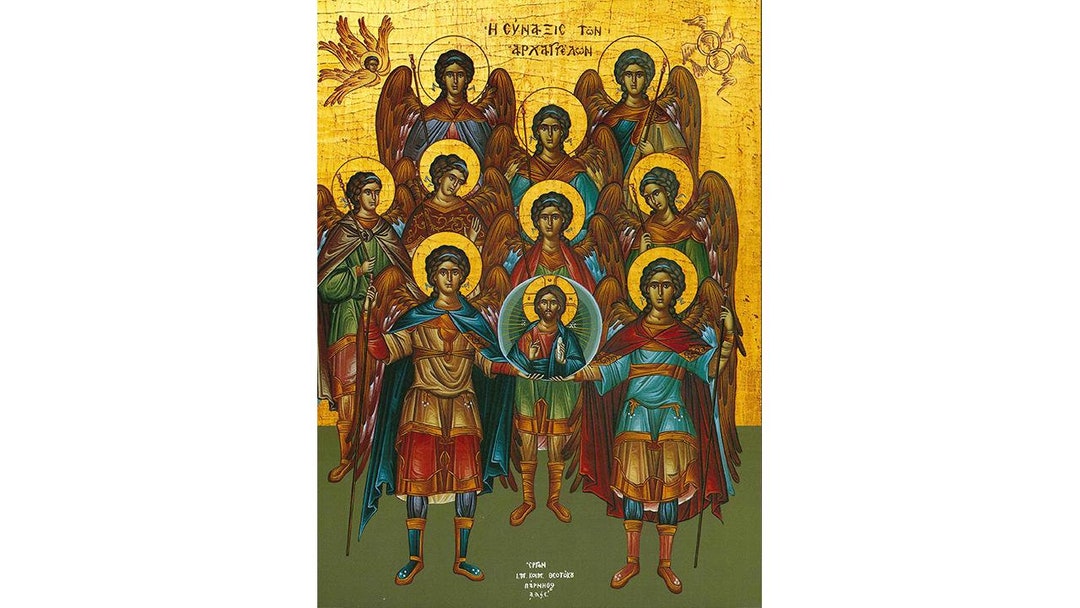 Synaxis of the Archangels Icon, Handmade Greek Orthodox Icon of the ...