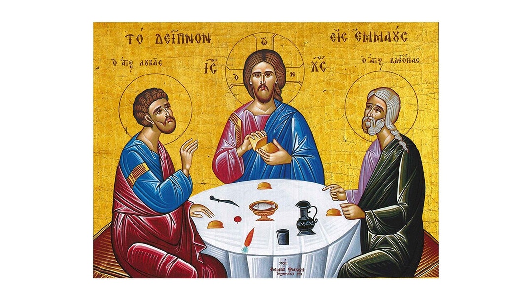 Supper at Emmaus Icon, Jesus and Disciples, Orthodox Art, Saint Luke ...