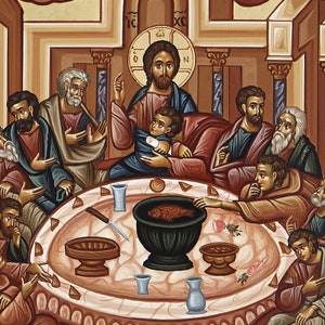 The Last Supper Orthodox Icon, the Mystical Supper, Secret Supper Icon ...